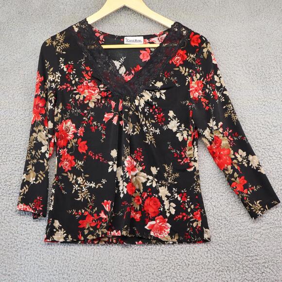 Carol Rose | Tops | Carol Rose 9s Blouse Large Made Usa Floral Romantic ...